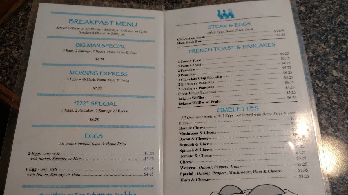Menu at Roland's Restaurant, Nashua