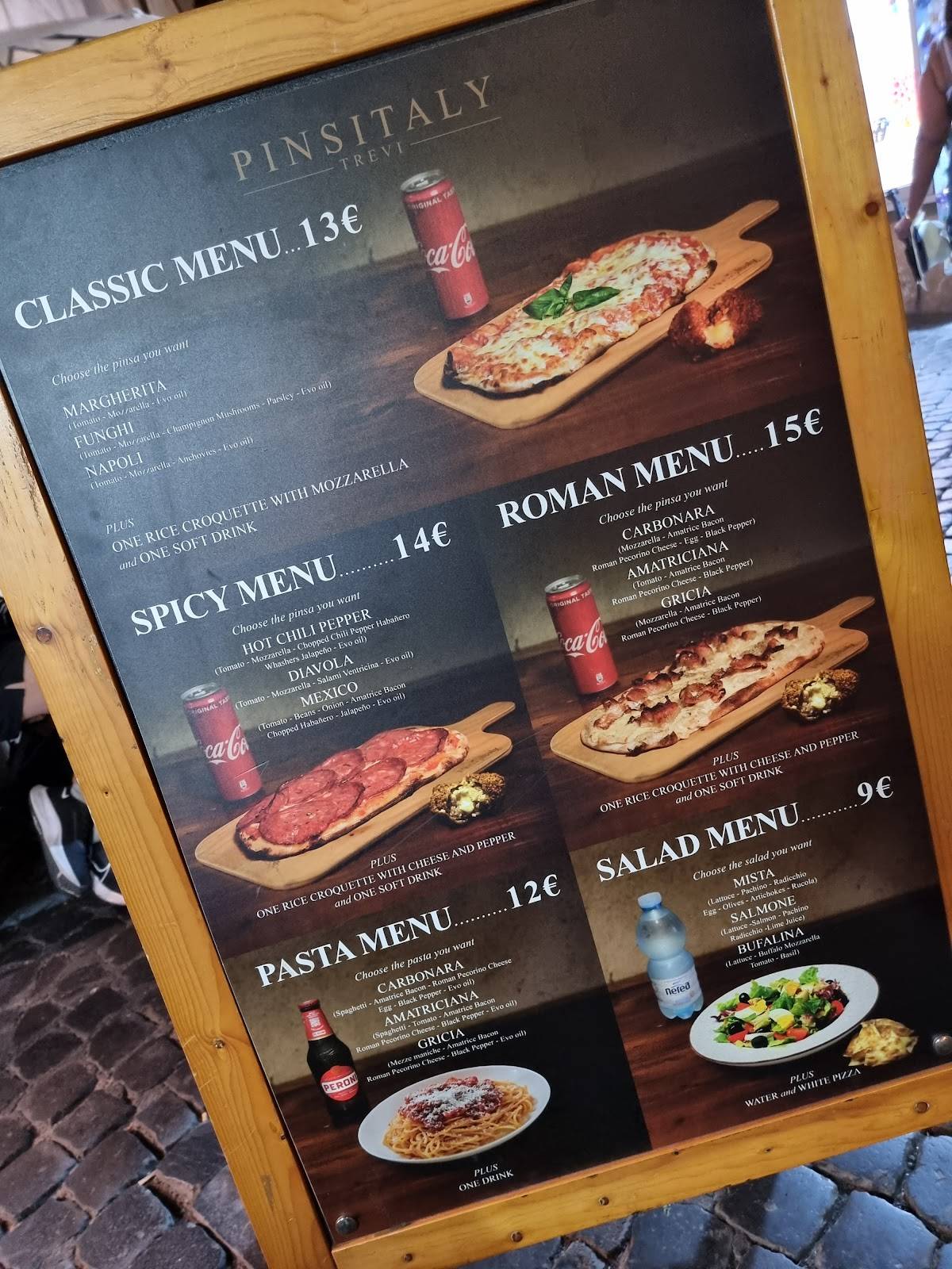 Menu at Pinsitaly Trevi pizzeria, Rome, Via della Panetteria