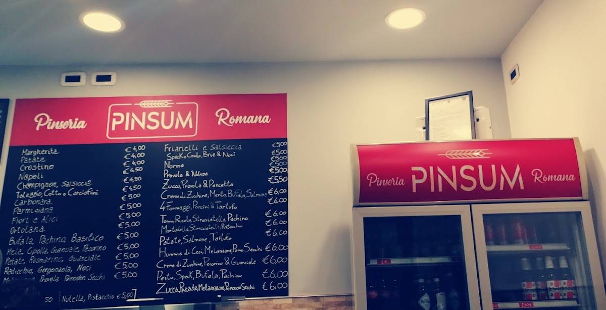 Menu da Pinsum Pinsa Romana pizzeria, Roma