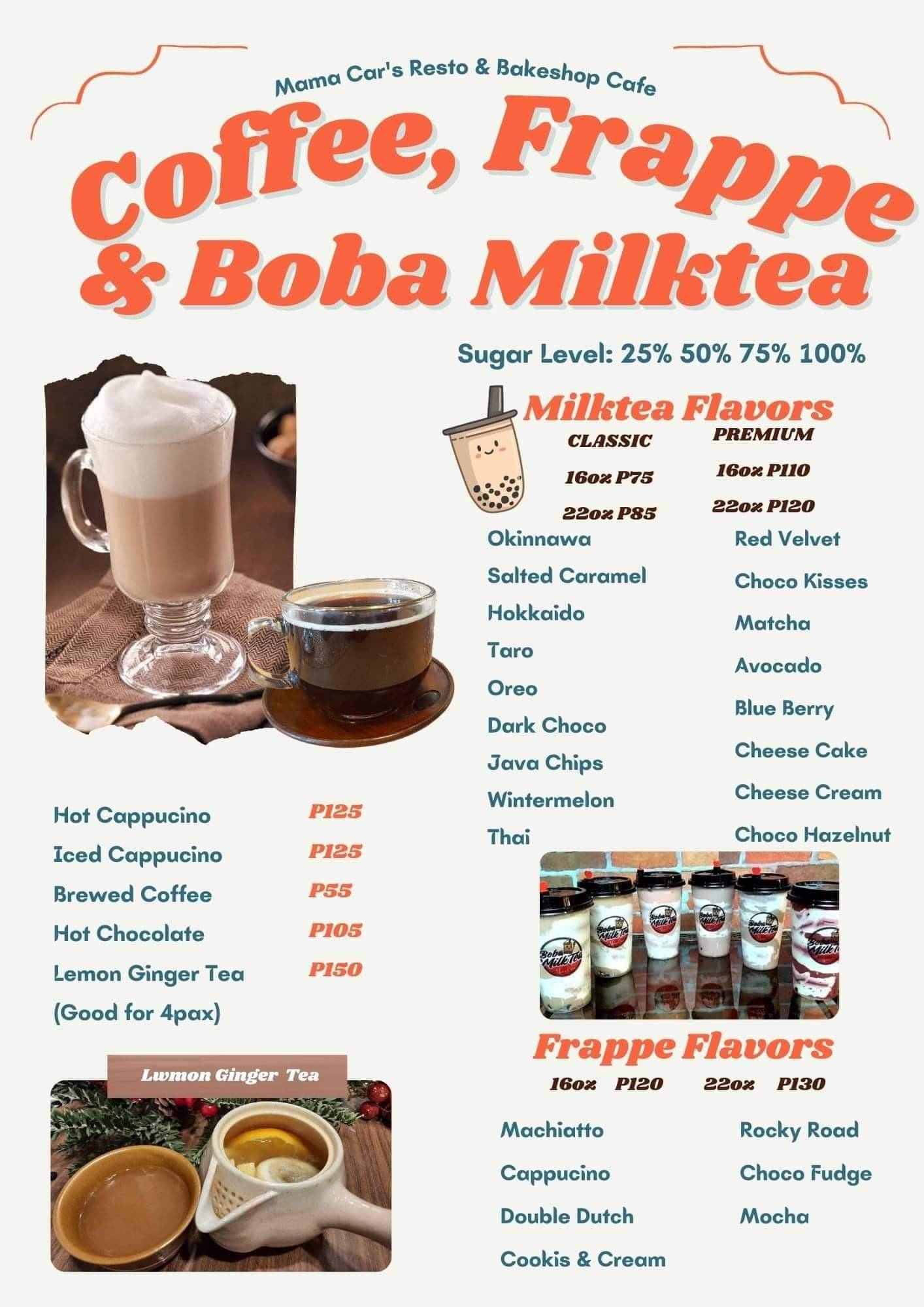 Menu at Mama Car's Resto & Bakeshop Cafe, Rosales