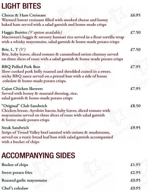 Menu at The Original Rosslyn Inn pub & bar, Roslin