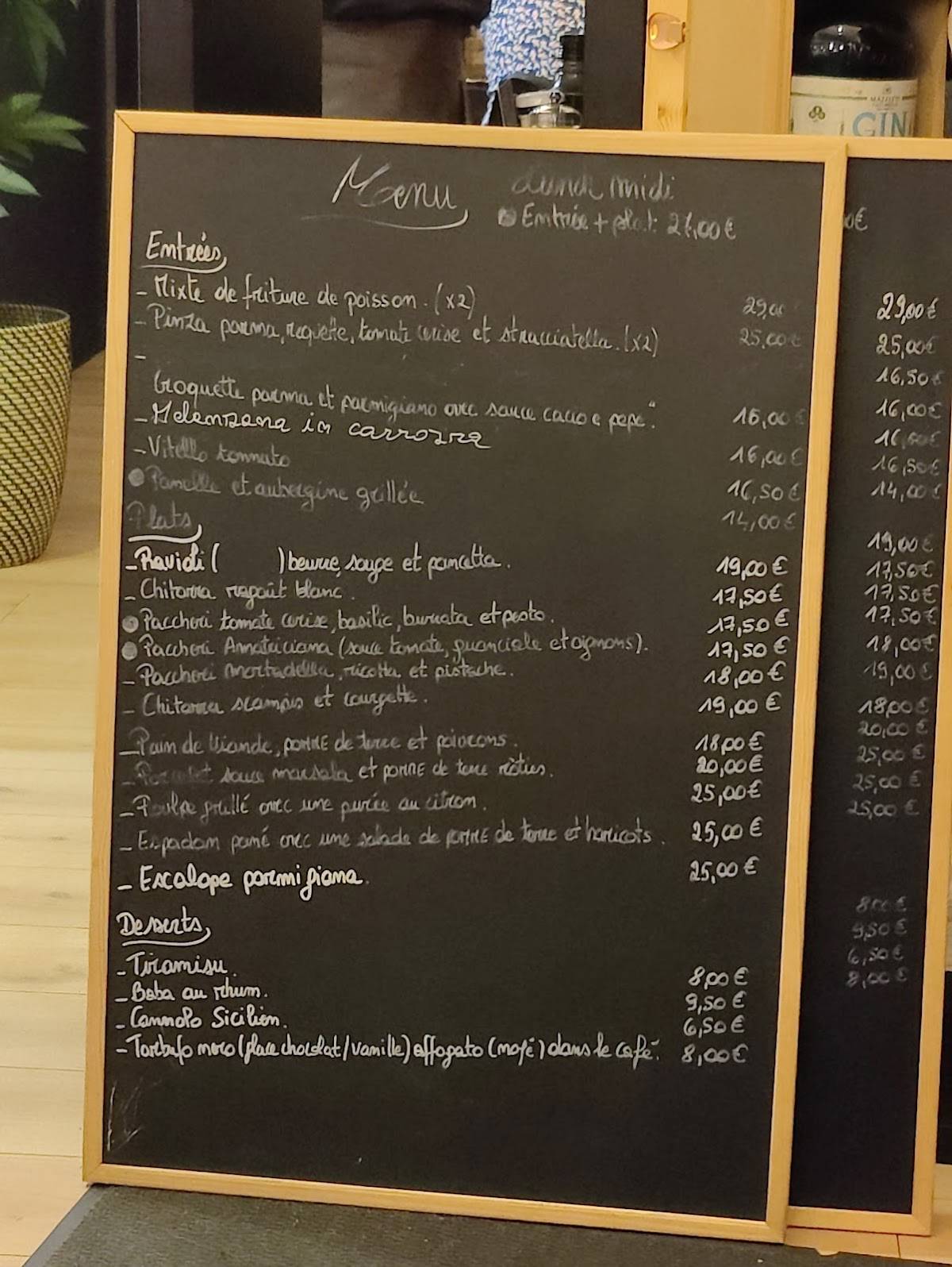 Menu at Rosso Vino, Liège, Rue Félix Vandersnoeck 1