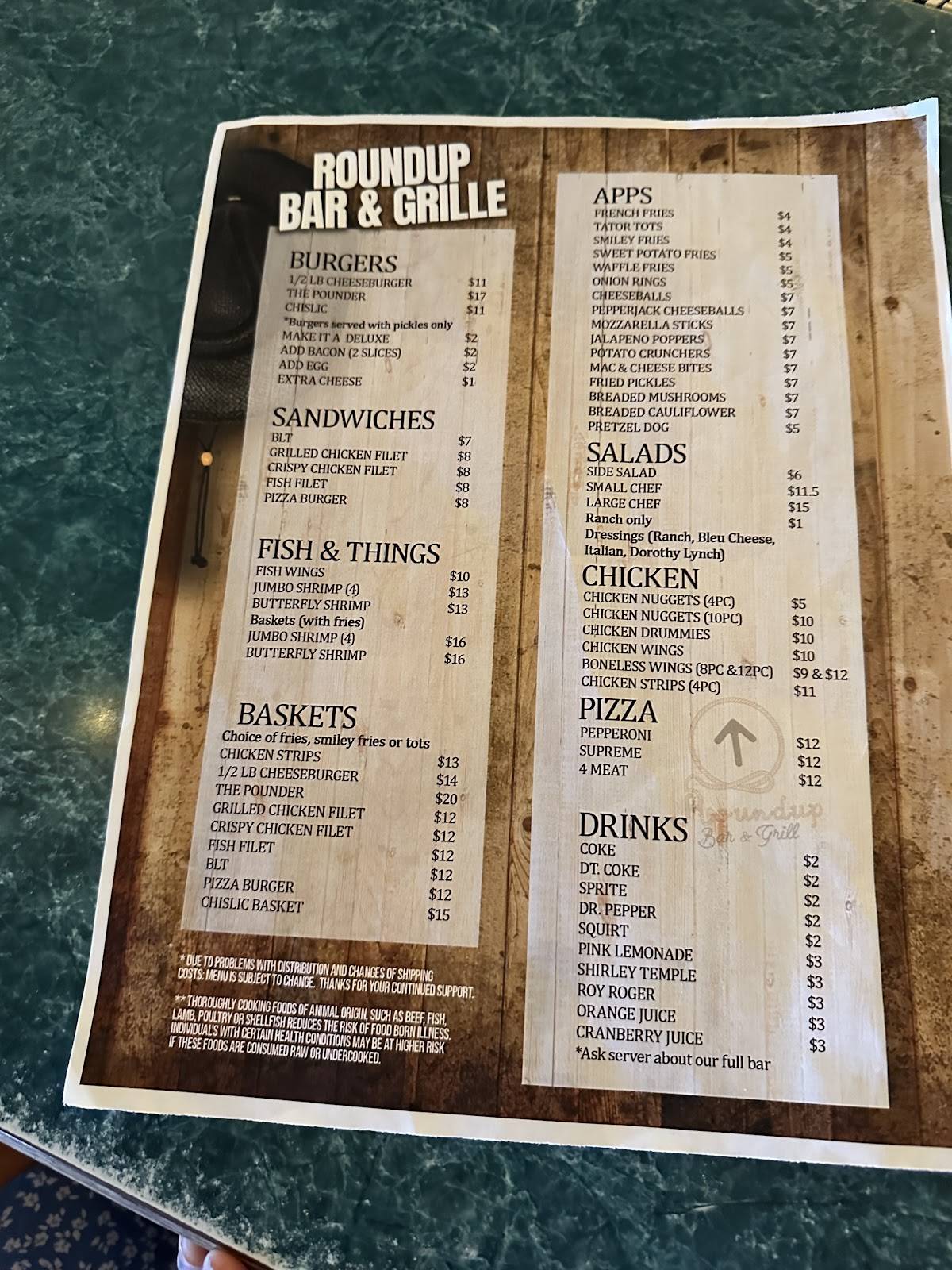 Menu at Roundup Bar & Grill, White River