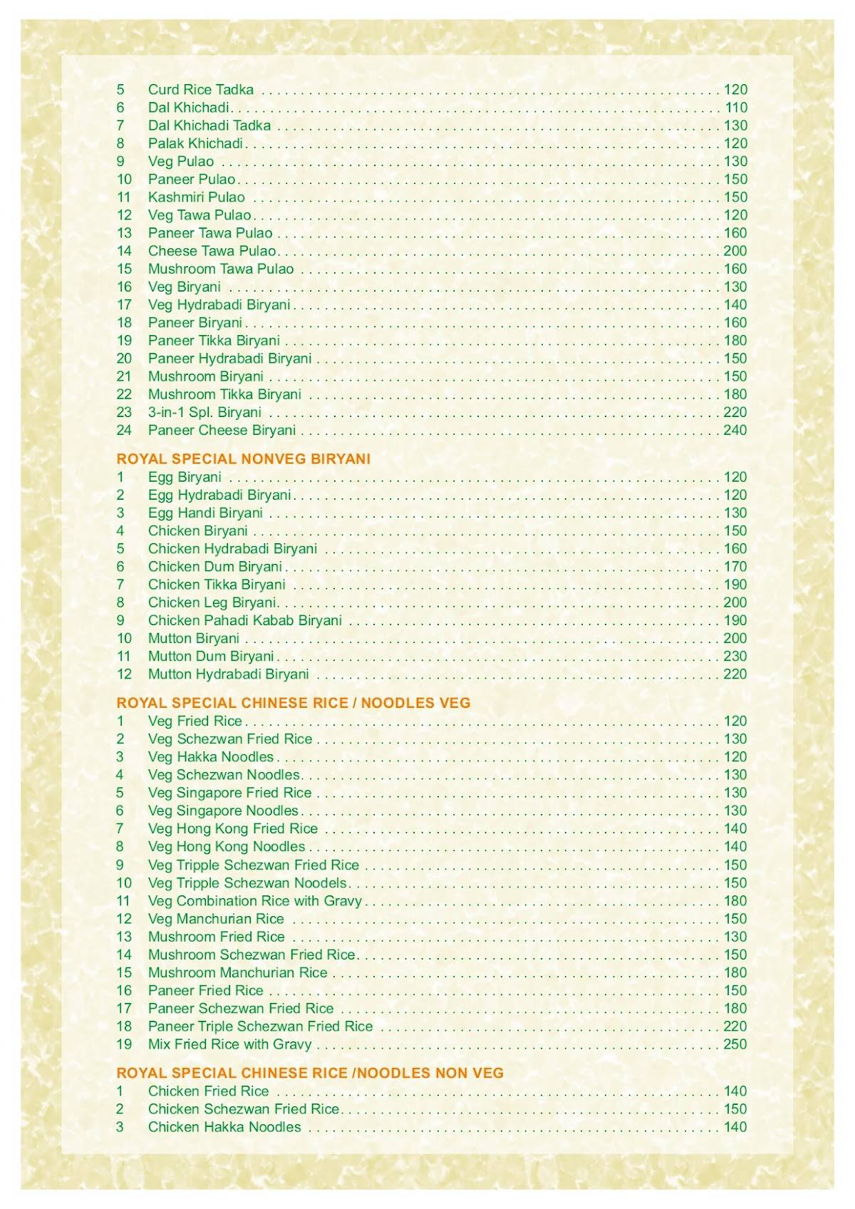 Menu at Royal Kitchen, Thane, Shri Datta Krupa
