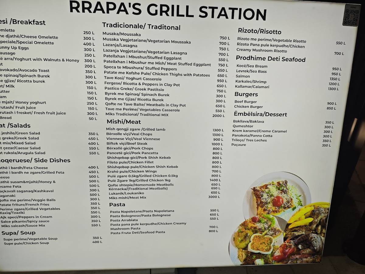 Speisekarte von Rrapa's Grill Station restaurant, Ksamil, Sotira