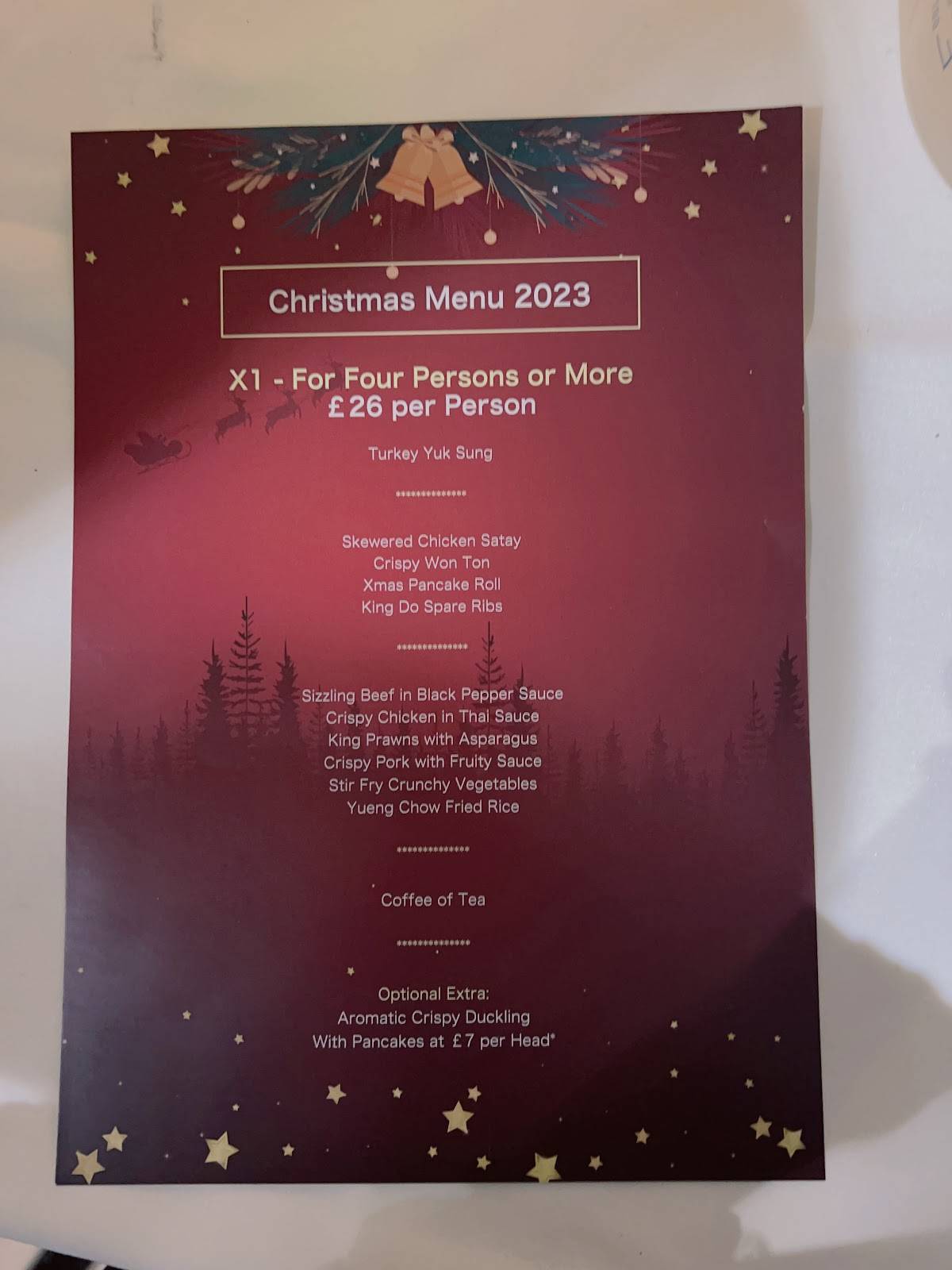 Menu at Ruby Cantonese Restaurant, Stourbridge