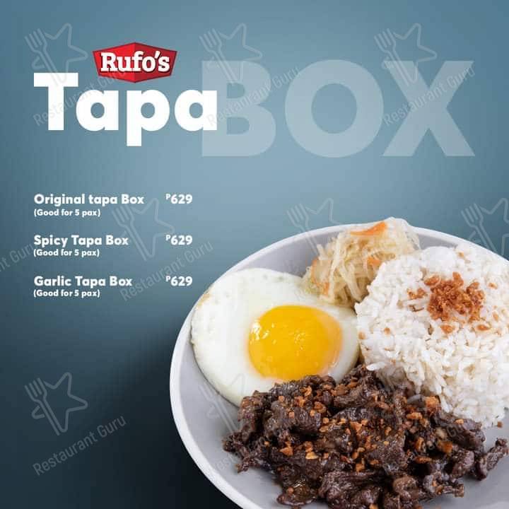 Menu at Rufo's Famous Tapa, Muntinlupa, Upper Ground Floor