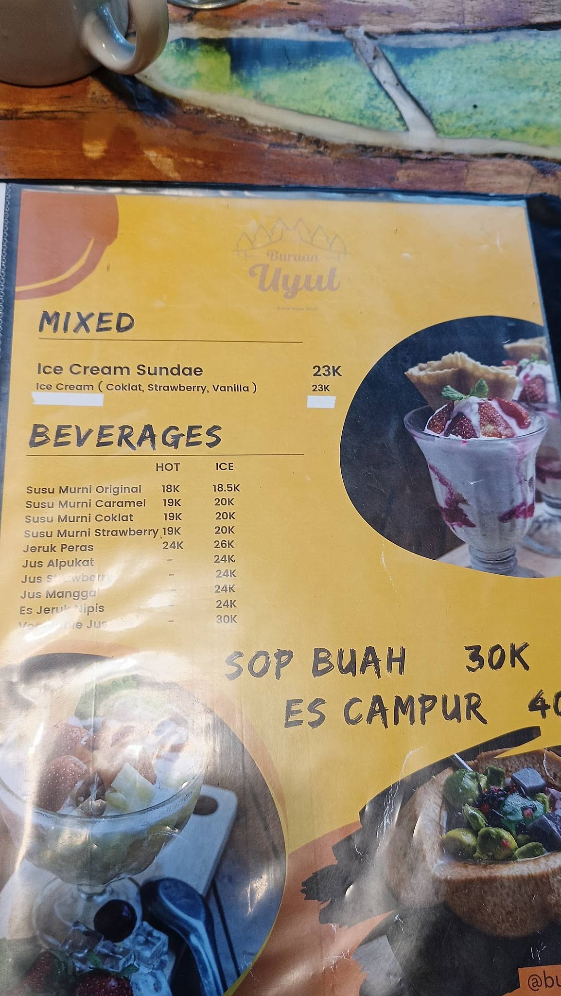 Menu at Rumah Makan Sunda Buruan Uyut restaurant, Lembang