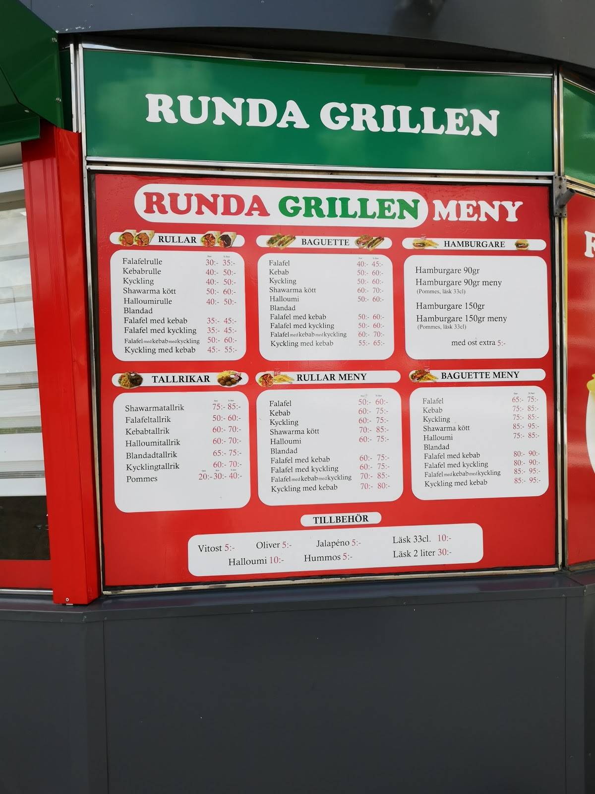 Menu at Runda Grillen restaurant, Malmö