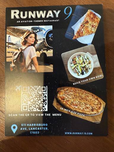 Menu at Runway 9 restaurant, Lancaster