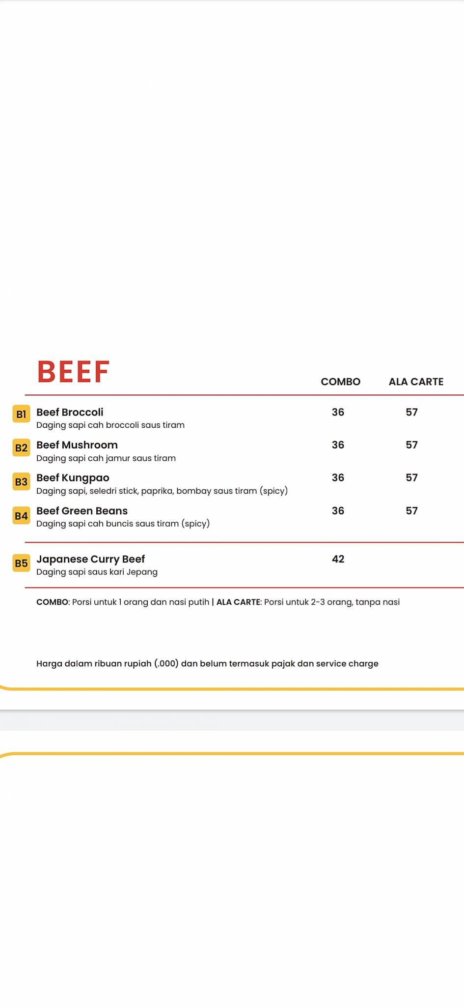 Menu at Rush Hour at Plaza UOB restaurant, Central Jakarta, Jl. M.H ...