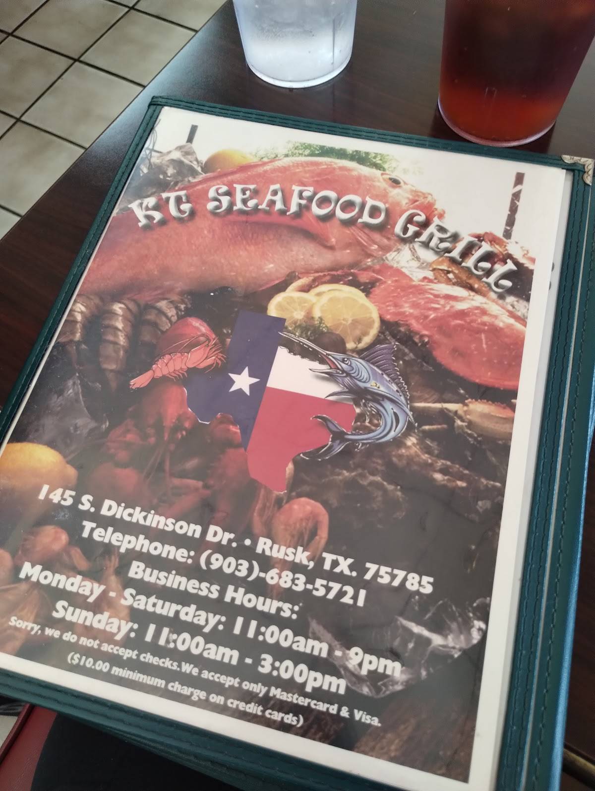 Menu at K T Seafood Grill restaurant, Rusk
