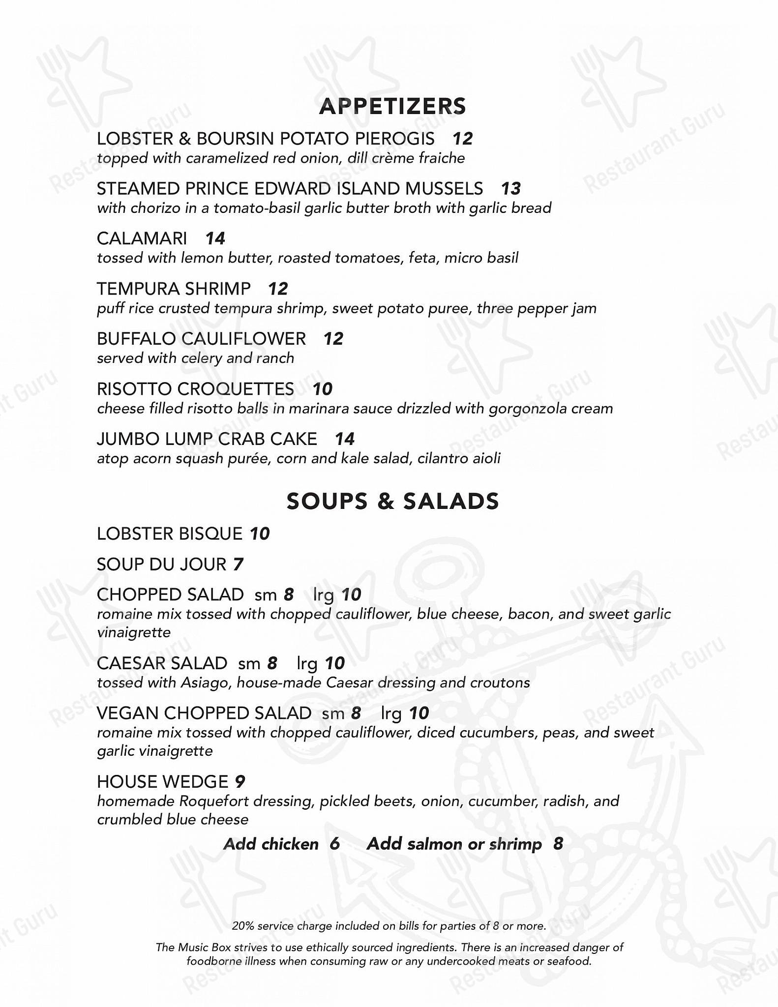 Menu at Rusty Anchor steakhouse, Cleveland, Main Ave