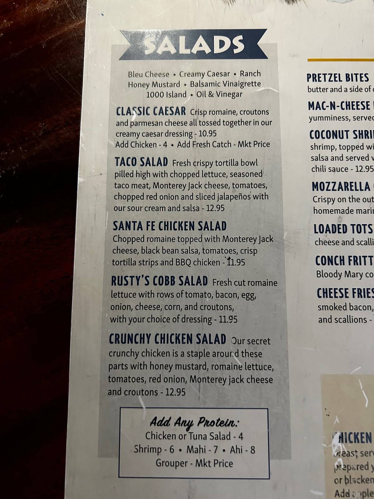 Menu at Rusty's Raw Bar & Grill - Fort Myers, Fort Myers, Marketplace Rd