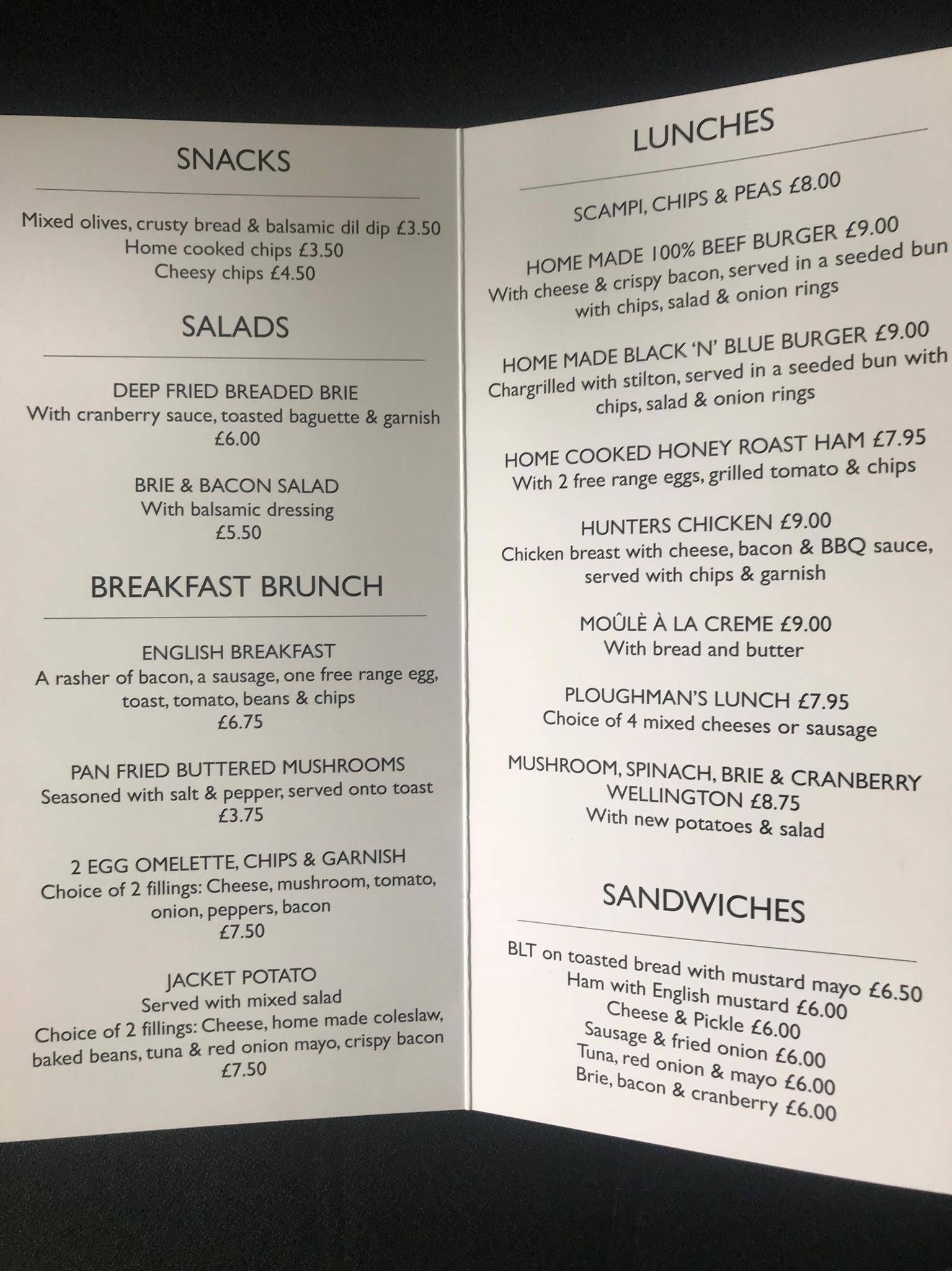 Menu at The Queens Head pub & bar, Rye