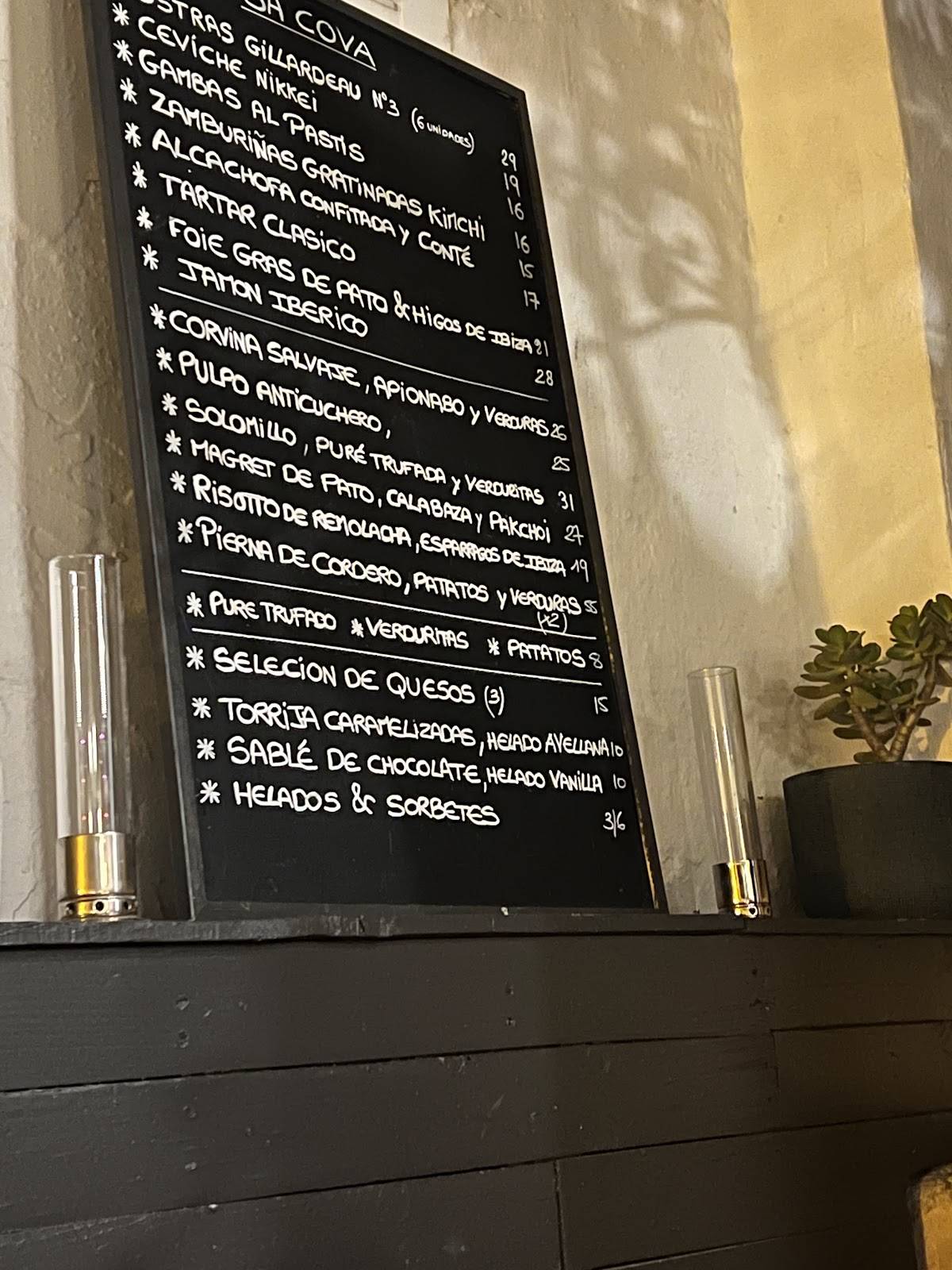 Menu at SA COVA - Old Town - Ibiza restaurant, Ibiza