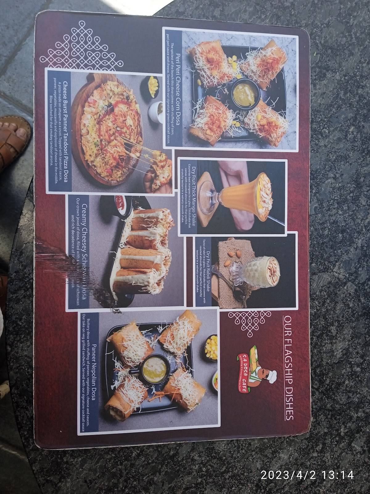 Menu at SA DOSA CAFE, Pune, Shop no