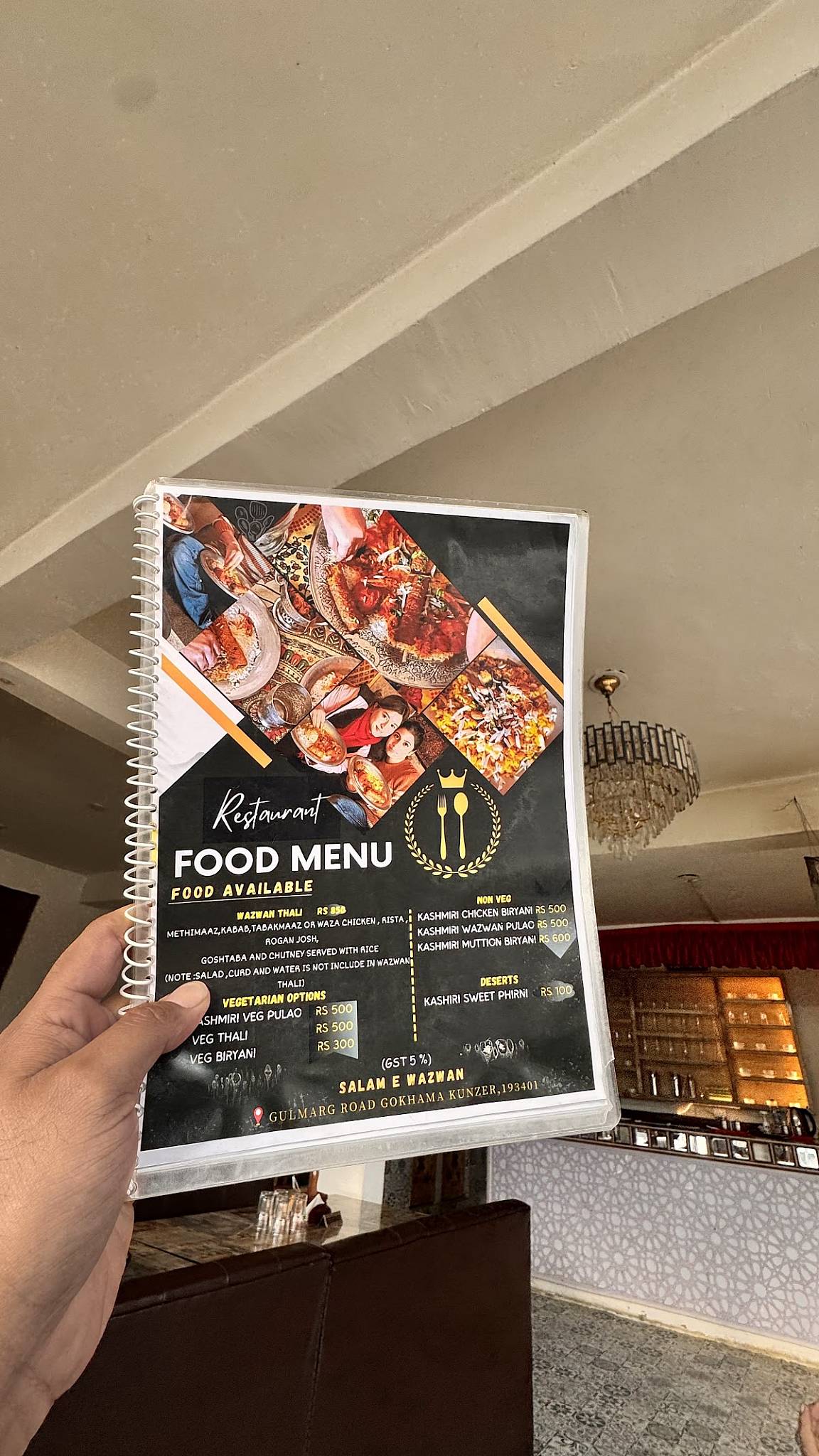 Menu at SALAM E WAZWAN, Srinagar