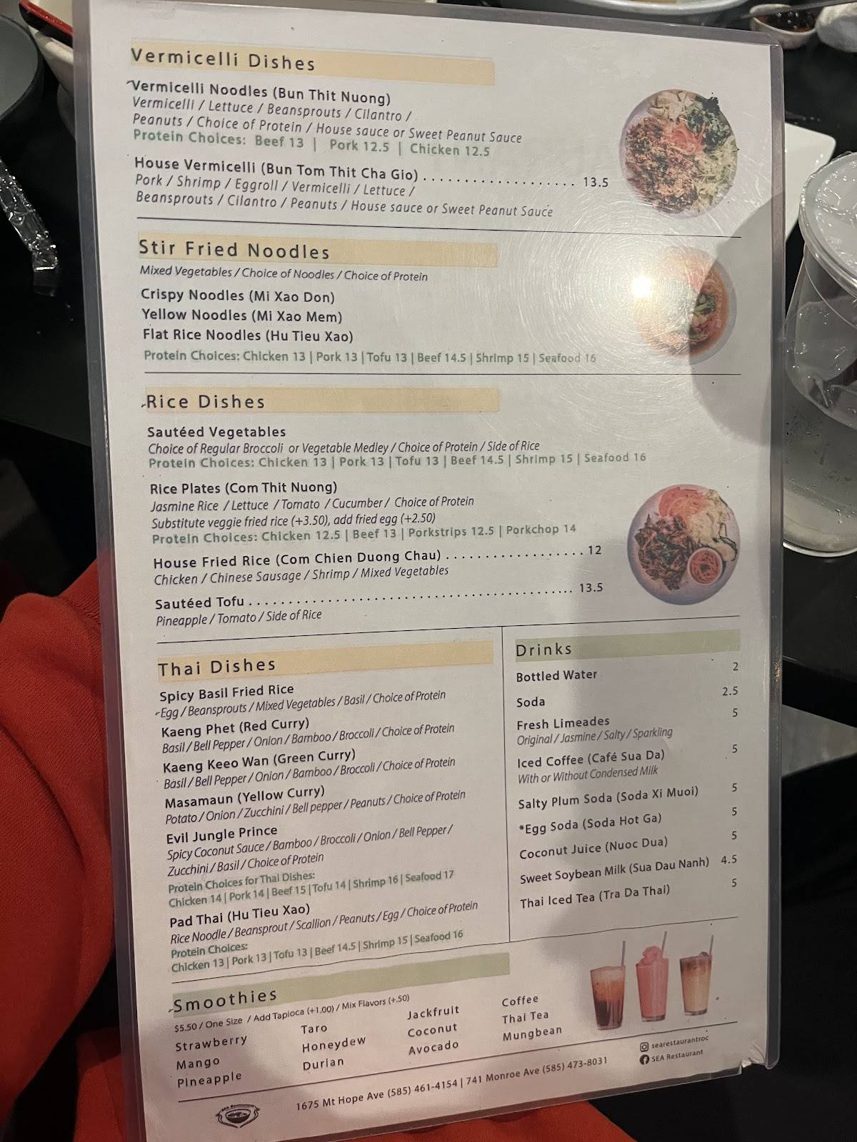 Menu at SEA Restaurant, Rochester, Mt Hope Ave