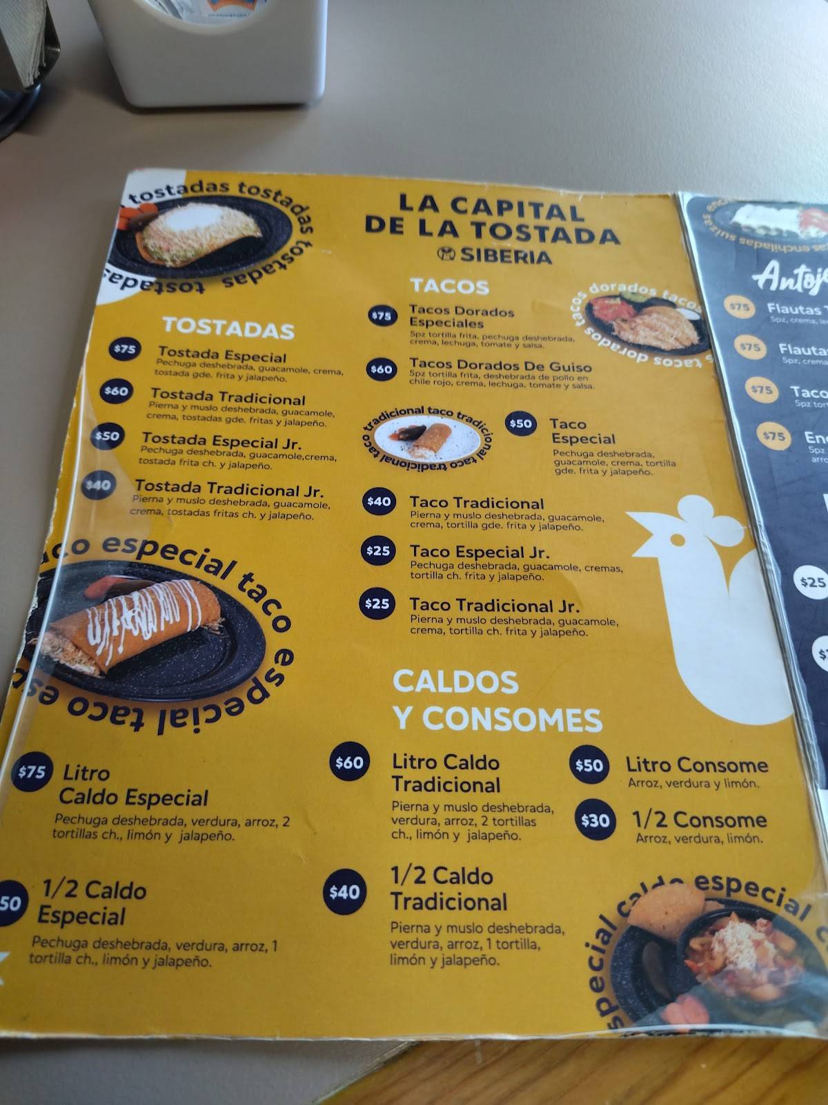 Carta del restaurante SIBERIA la capital del la tostada, Monterrey, Av ...