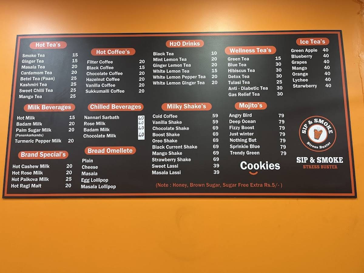 Menu at SIP & SMOKE, Kattankulathur