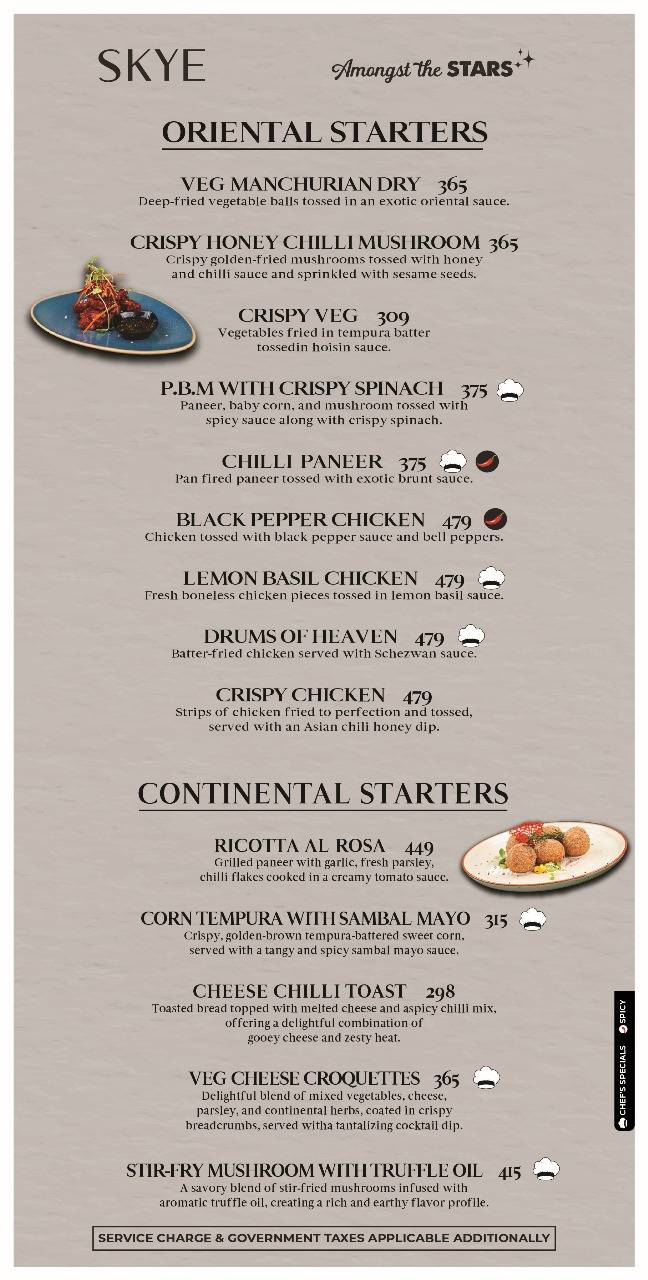 Menu at SKYE RoofTop (Magarpatta), Pune