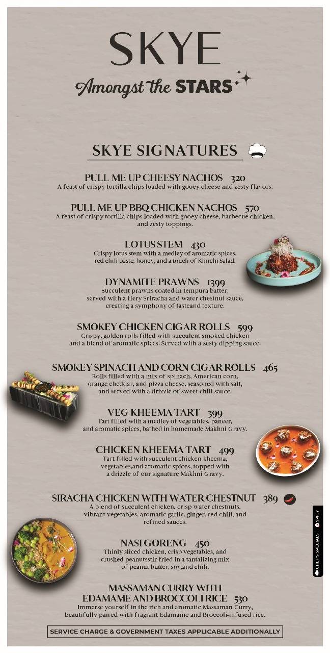 Menu at SKYE RoofTop (Magarpatta), Pune