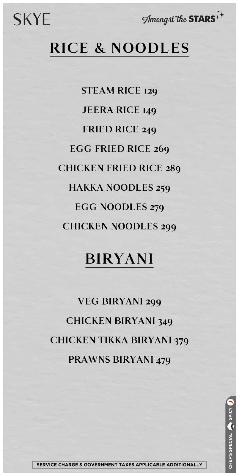 Menu at SKYE Rooftop by Eternia, Pune