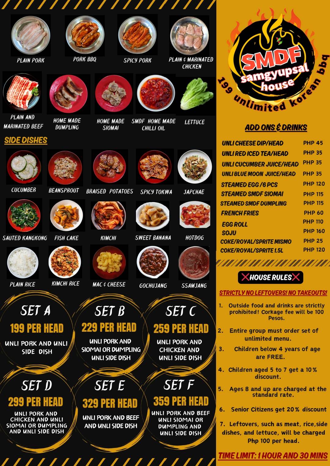 Menu at SMDF samgyupsal house restaurant, Sorsogon City