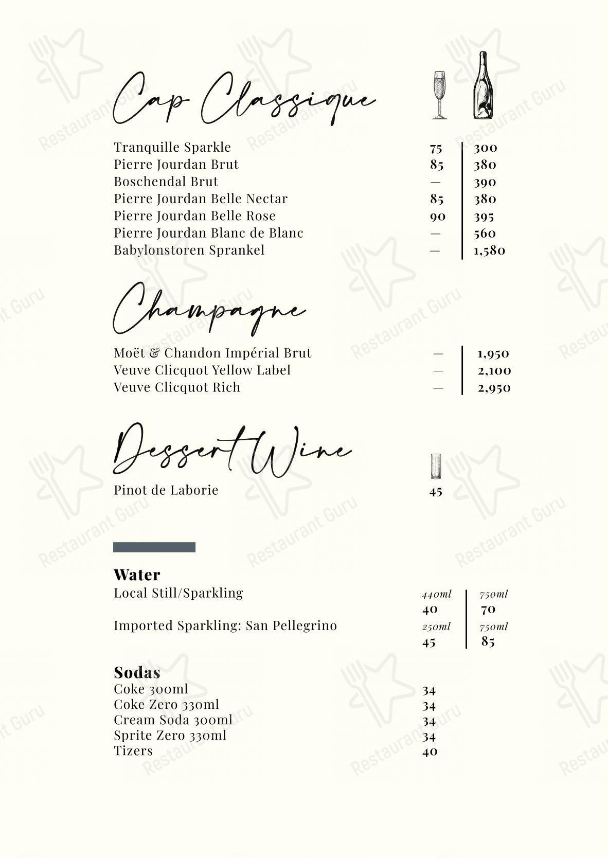 Menu at SMOKE Pretoria pub & bar, Pretoria