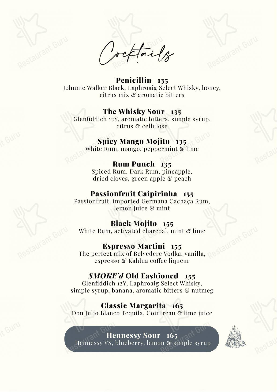 Menu at SMOKE Pretoria pub & bar, Pretoria