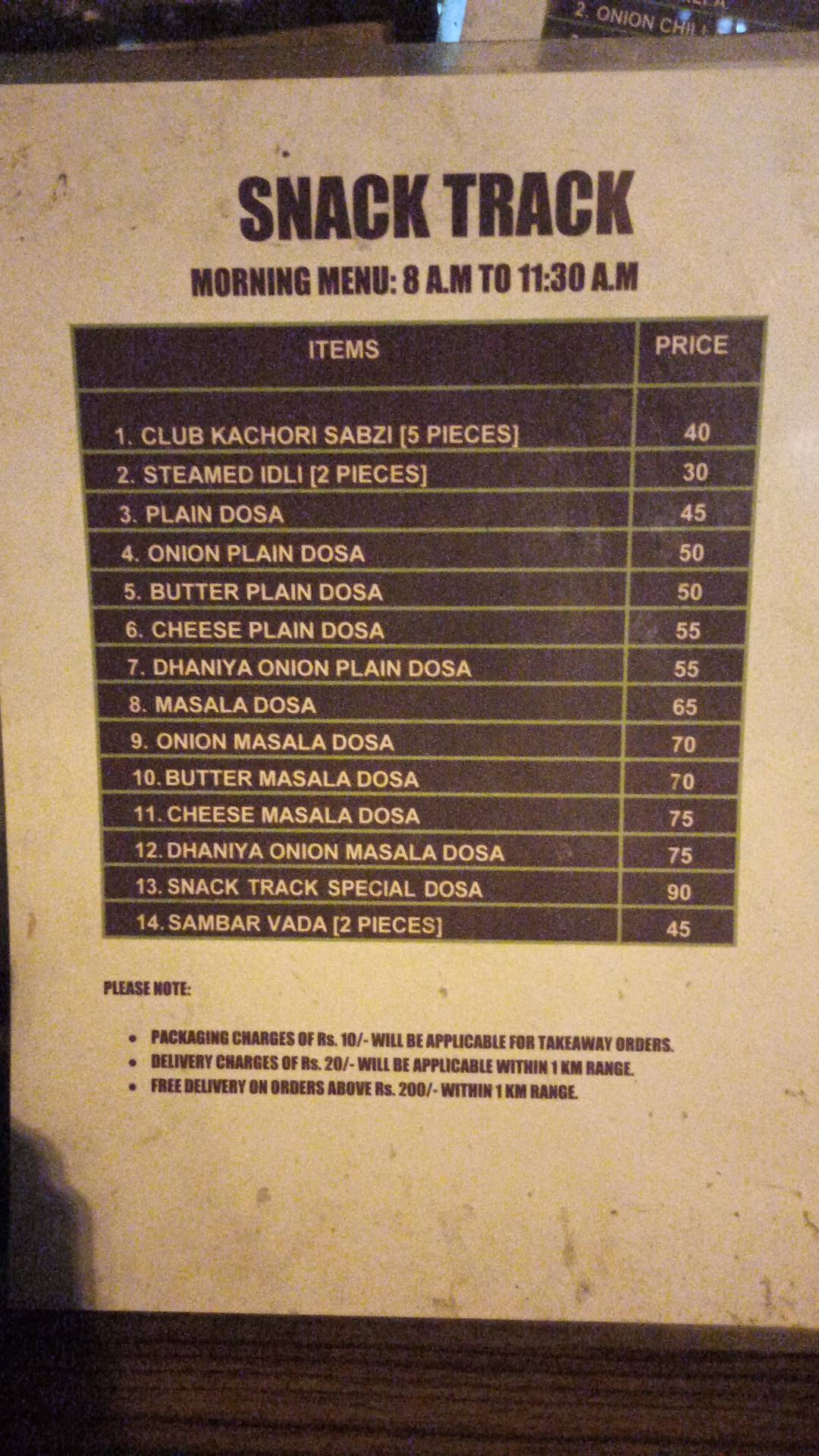 Menu at SNACK TRACK - Food Truck, New Town