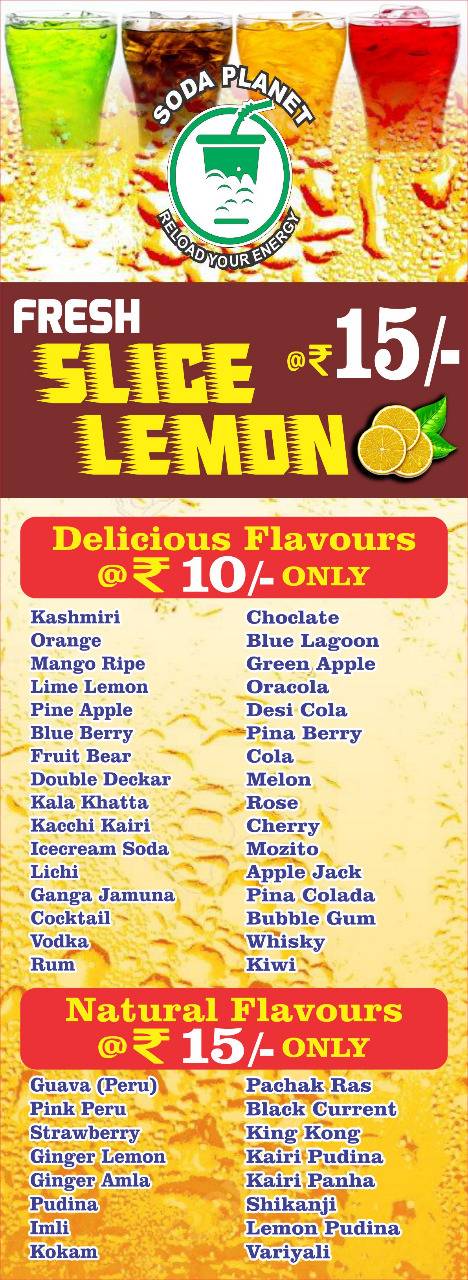 Menu at SODA PLANET & FOOD PLANET, Mumbai