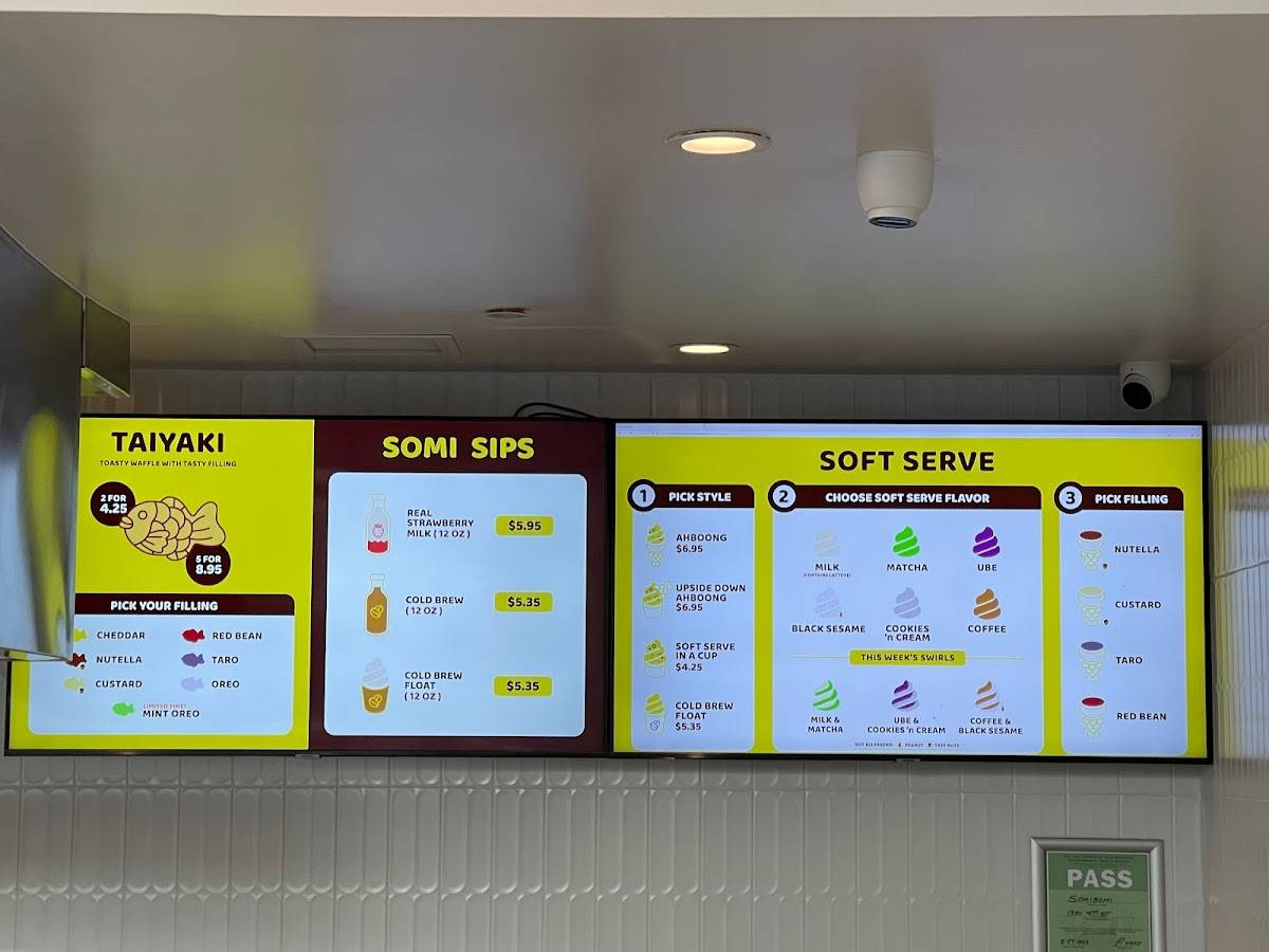 Menu at SOMISOMI desserts, San Francisco