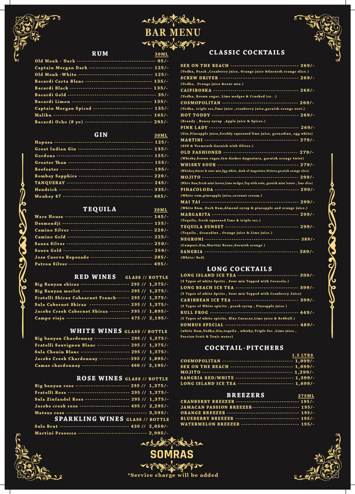 Menu at SOMRAS BAR & KITCHEN, Bengaluru