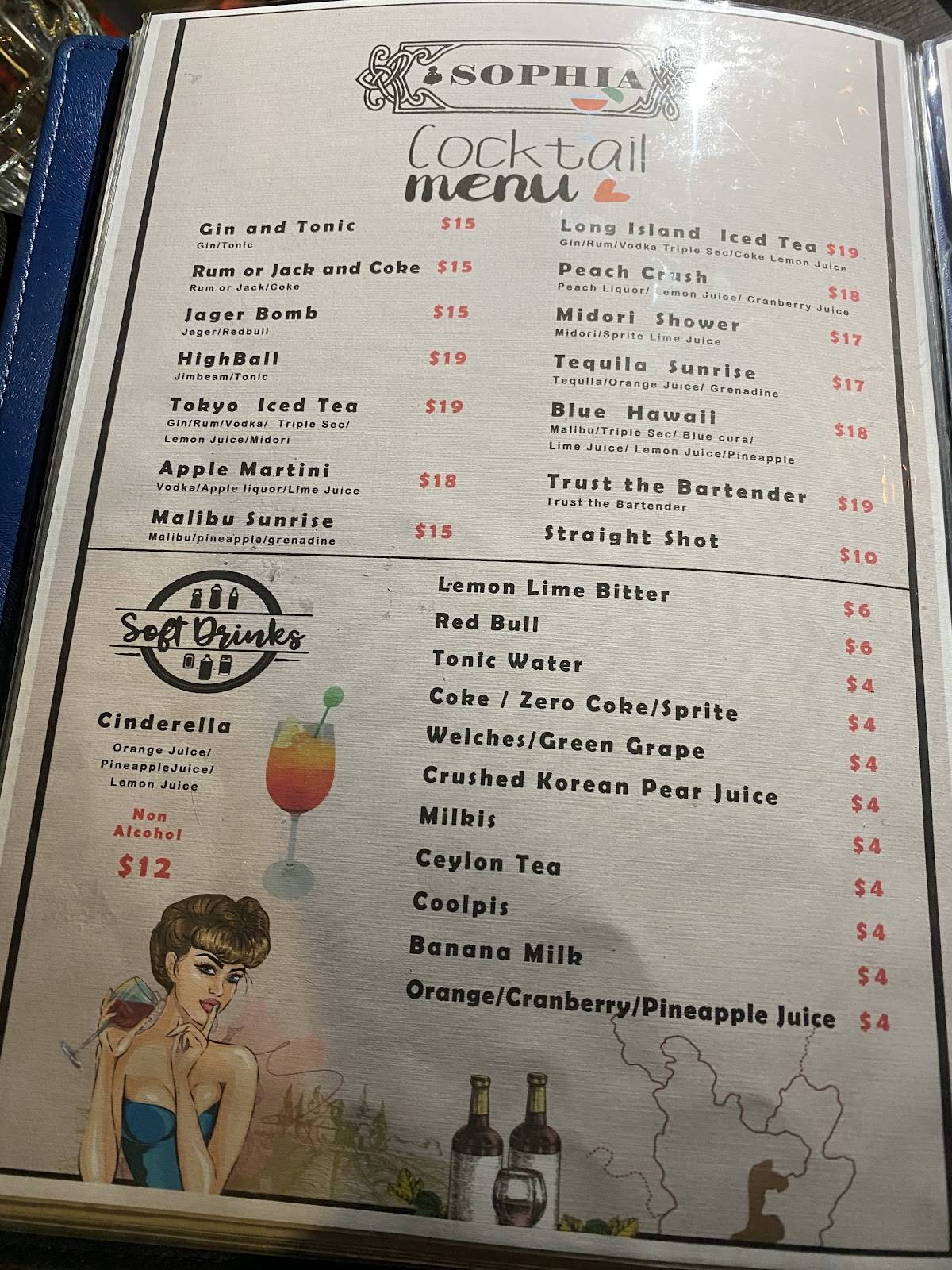 Menu at SOPHIA Bar & Restaurant, Auckland