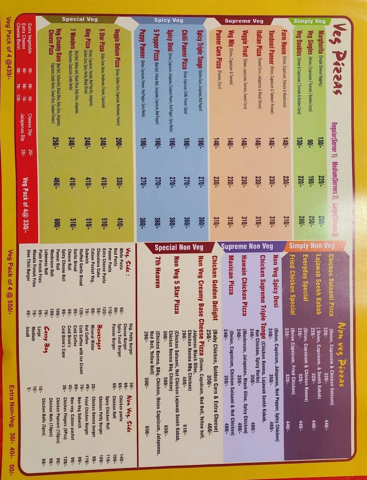 Menu at SS EveryDay Pizza Aonla, Aonla, 7 Heaven
