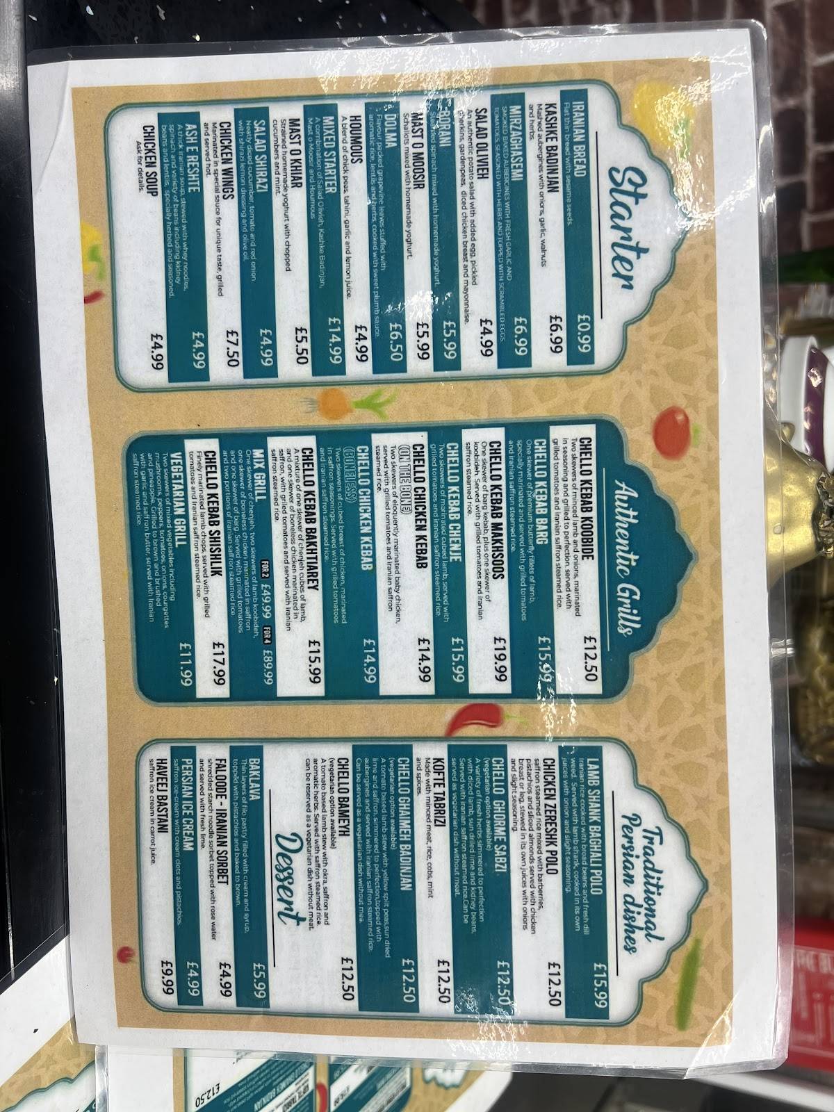 Menu at Sabalan Persian Grill & Kitchen (HALAL) restaurant, Birmingham