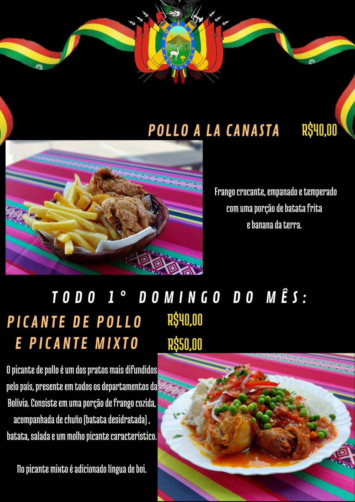 Menu em Sabores de Mi Tierra Comida Boliviana restaurante, Barueri