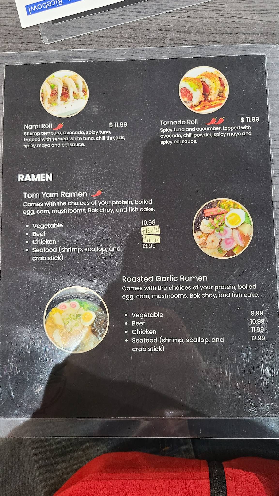 Menu at Saga restaurant, Fort Smith