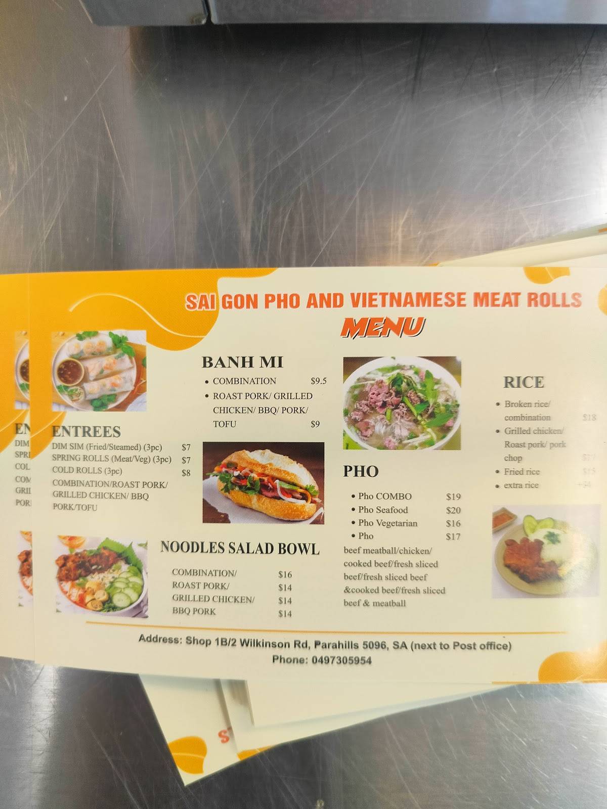 Menu at Saigon Pho - Vietnamese meat roll ( Para Hills ) restaurant ...