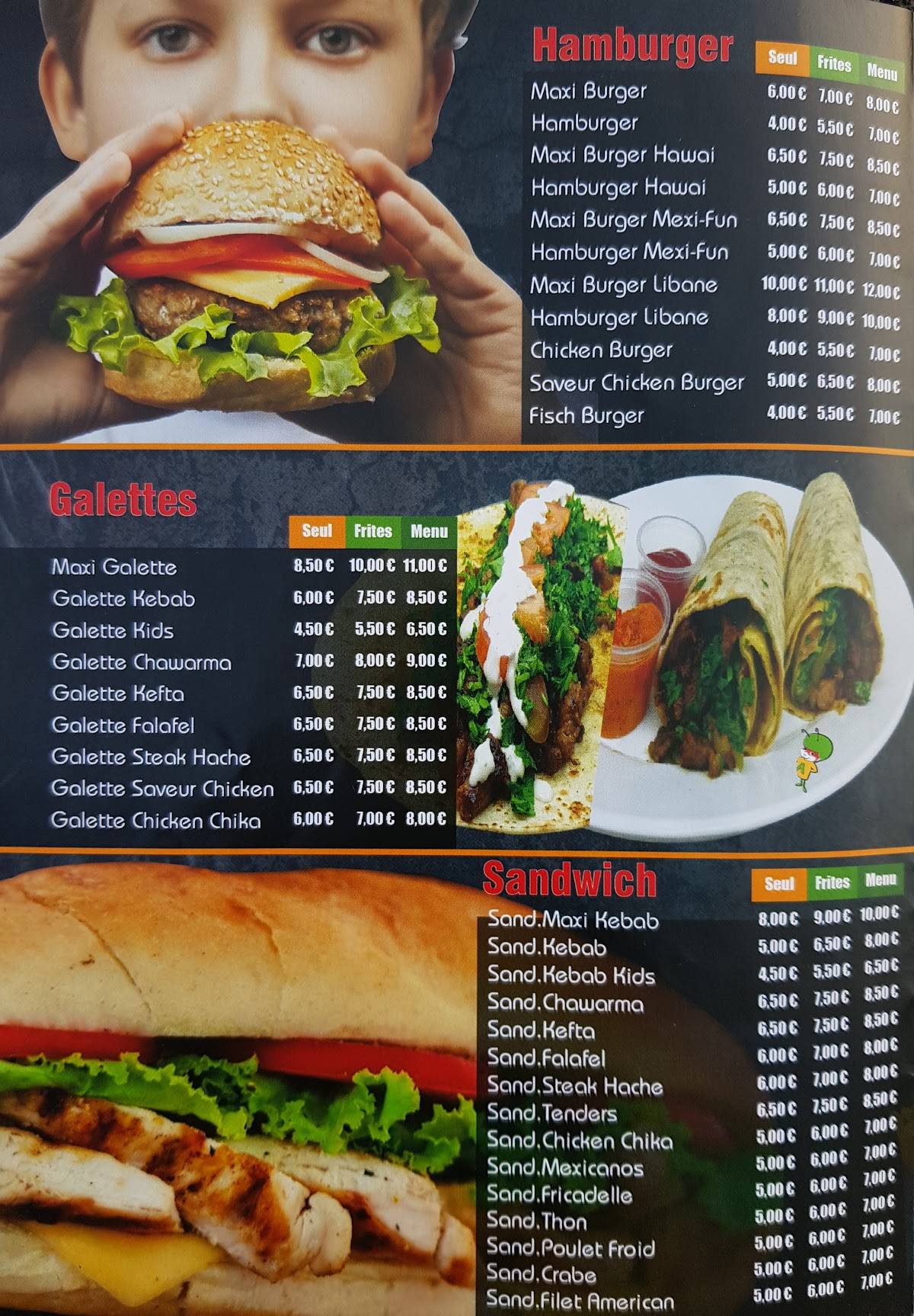 Menu au Atom Grill restaurant, Sainghin-en-Weppes