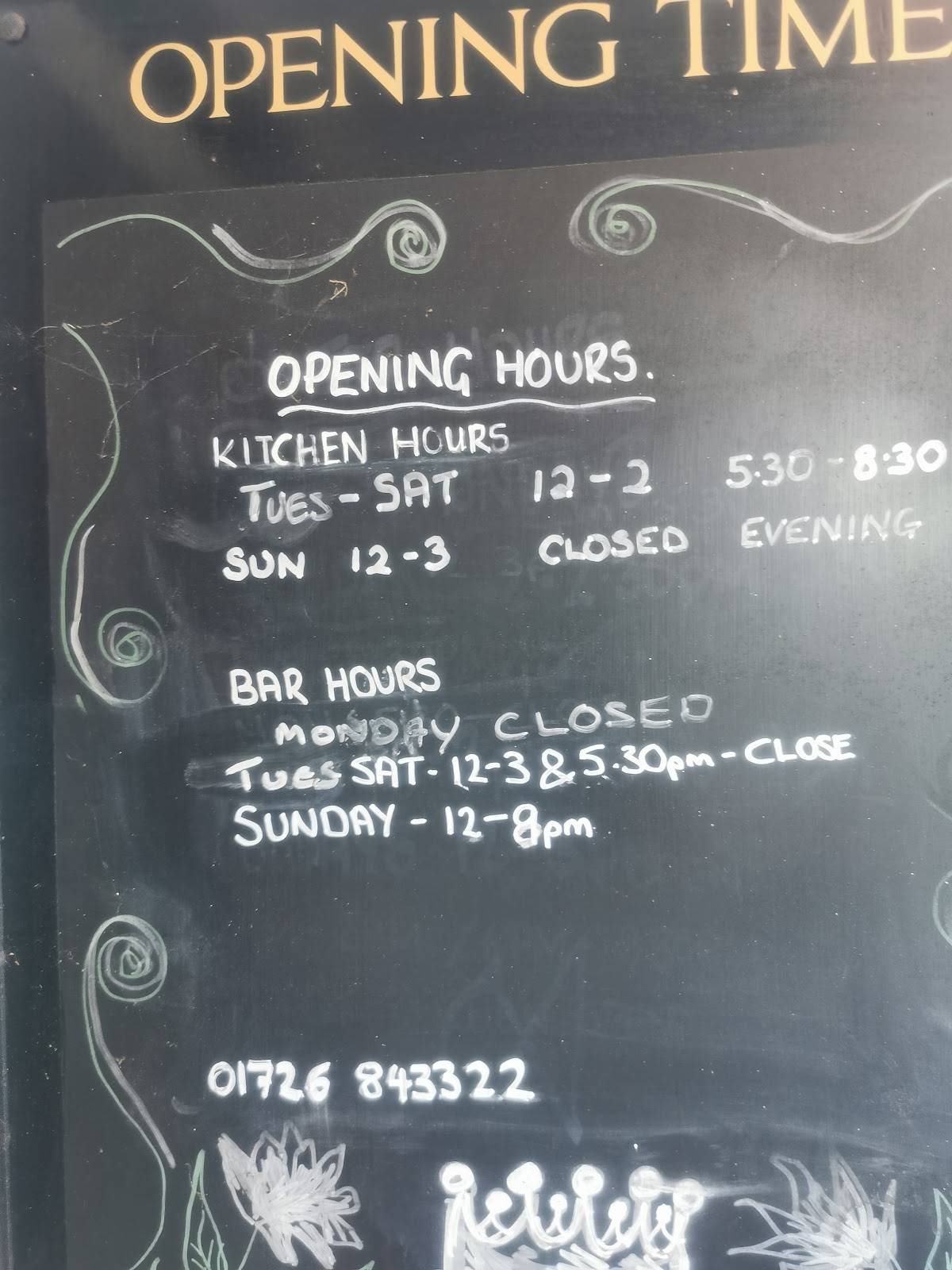Menu at The Crown Inn pub & bar, Saint Ewe, Churchtown Cottage
