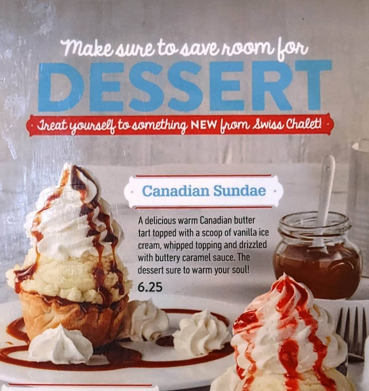 Menu at Swiss Chalet restaurant, Saint John