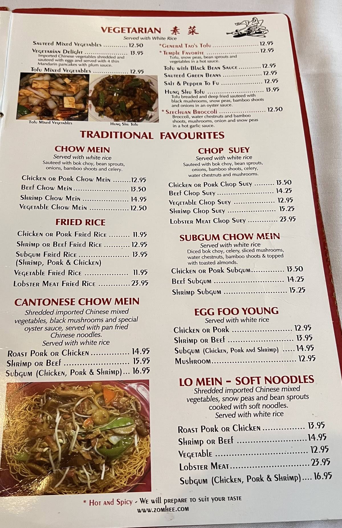 Menu at Zom Hee Chinese Restaurant, Seminole