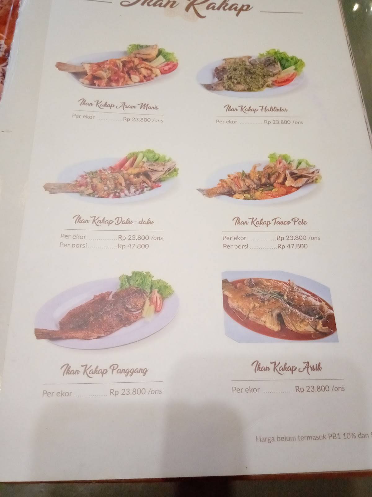 Menu at Sajian Bhinneka restaurant, Medan, Jl. Babura Lama No.4