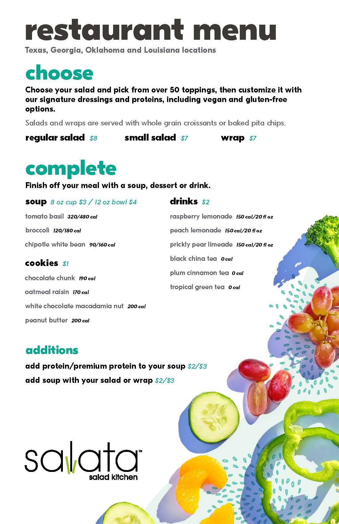 Menu at Salata restaurant, Oklahoma City, W Memorial Rd Suite 106