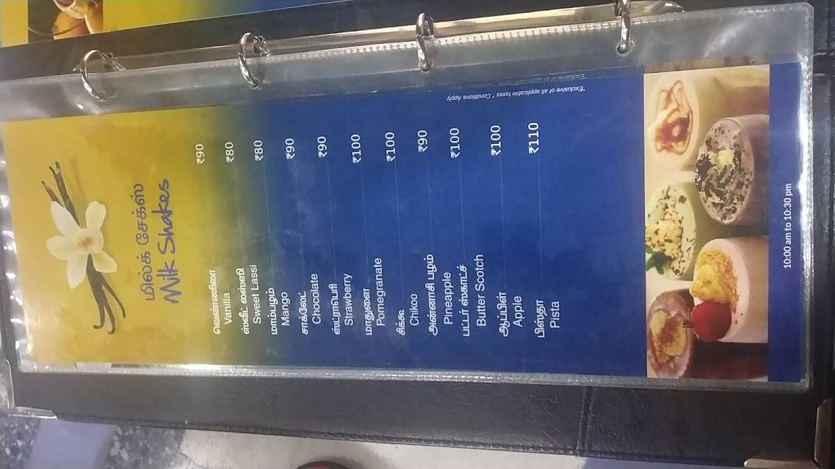 Menu at Adyar Ananda Bhavan, Salem, 296