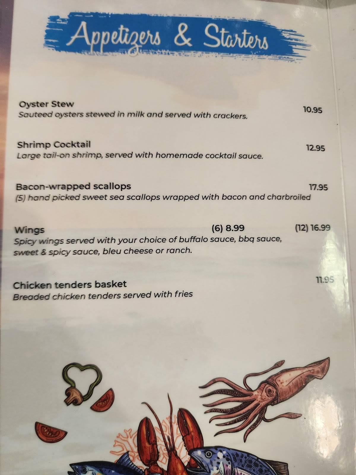 Menu at Salty Shores Calabash Style Seafood steakhouse, Wilson