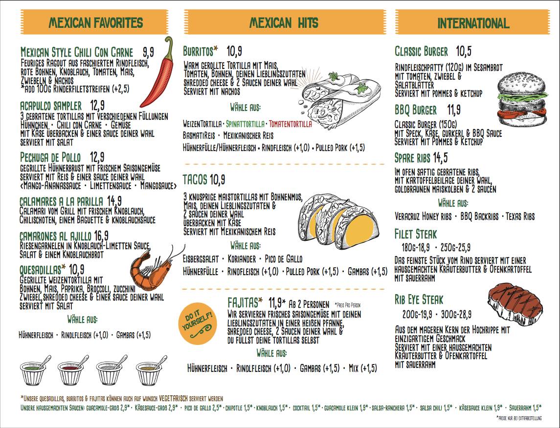 Speisekarte von Salud Mexican Restaurant & Bar, Wien, Johannesgasse 23